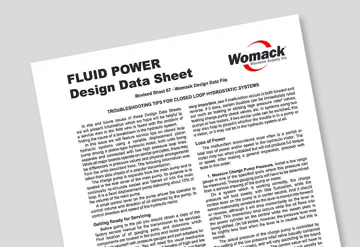 Womack's Tips for Closed Loop Hydrostatic Systems Womack's Tips for Closed Loop Hydrostatic Systems